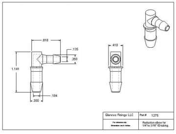 127502 (Reduction Barb Elbows - Barb1: 1/4" Barb2: 3/16" Material ...